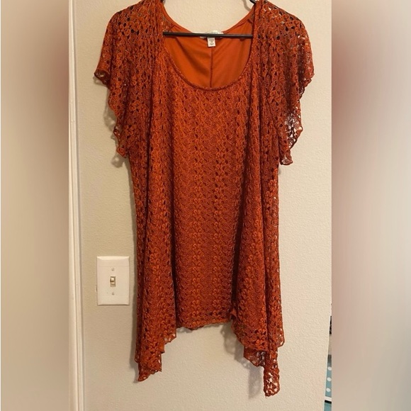 Dress Barn | Tops | Dress Barn Burnt Orange Crochet Blouse | Poshmark